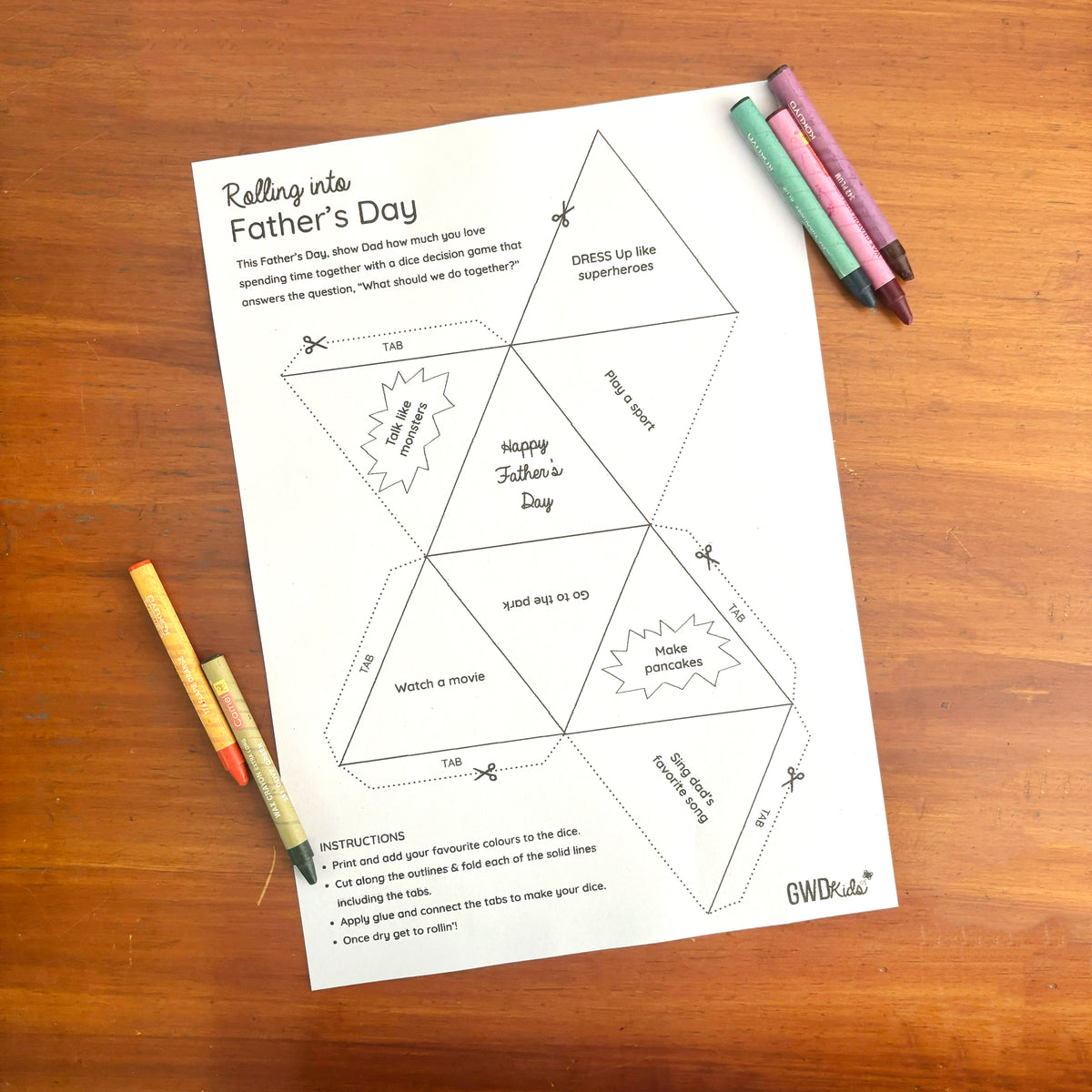 Rolling into Father's Day Free Printable Activity For Kids – GWD Kids