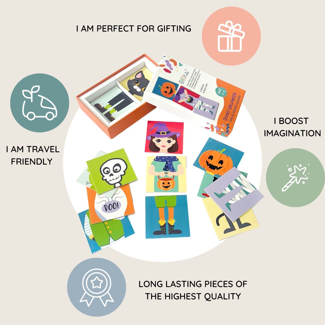 Halloween Mix and Match Puzzle For Kids, Interactive Play Game Set ...