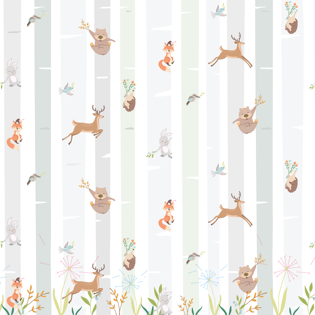 Nursery Children's Kids Baby Room Décor - Woodland Theme Kids Wallpaper ...
