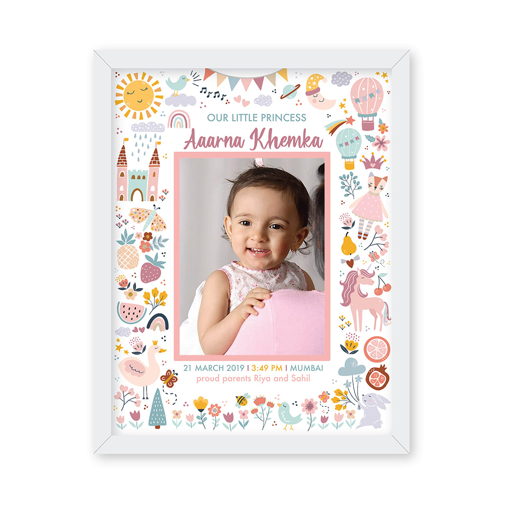 Baby Girl Birth Detail Frame - All Things Pink – GWD Kids