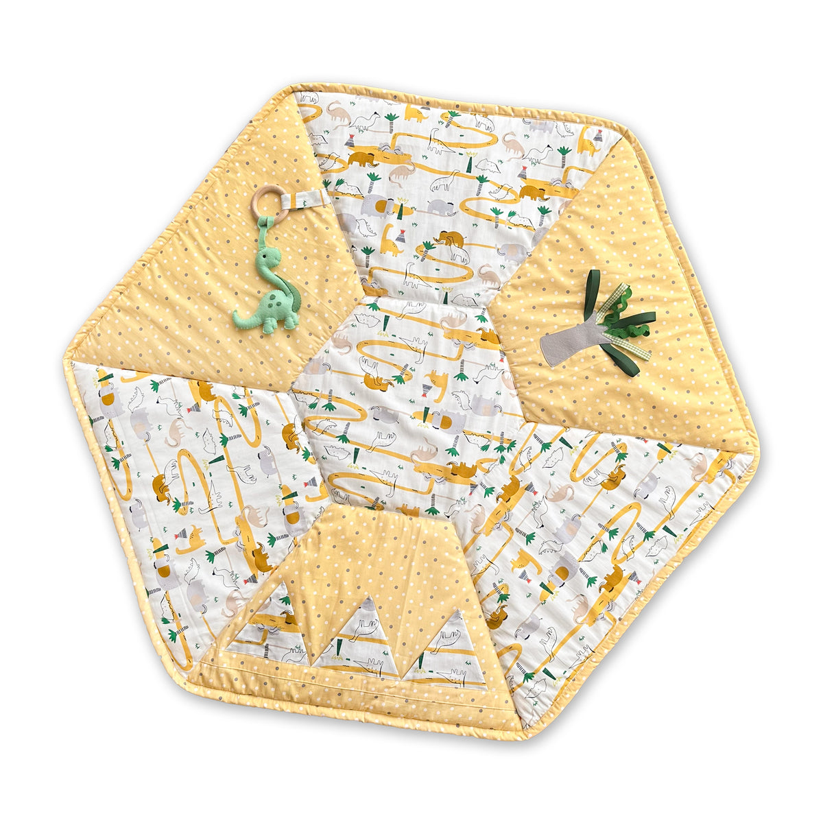 Soft Cotton Yellow Dino Playmat For Babies – GWD Kids