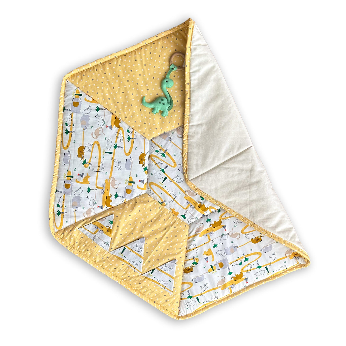 Soft Cotton Yellow Dino Playmat For Babies – GWD Kids