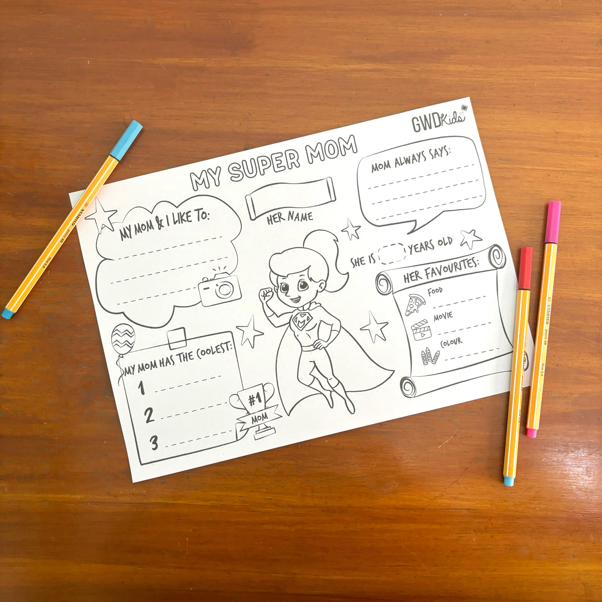 All About My Supermom - Mothers Day Activity Page – GWD Kids