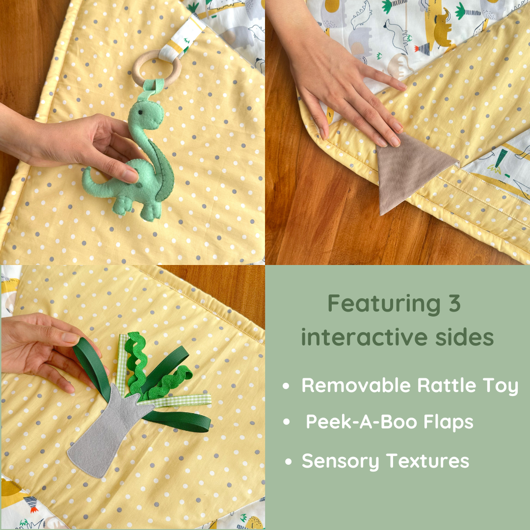 Soft Cotton Yellow Dino Playmat For Babies – GWD Kids