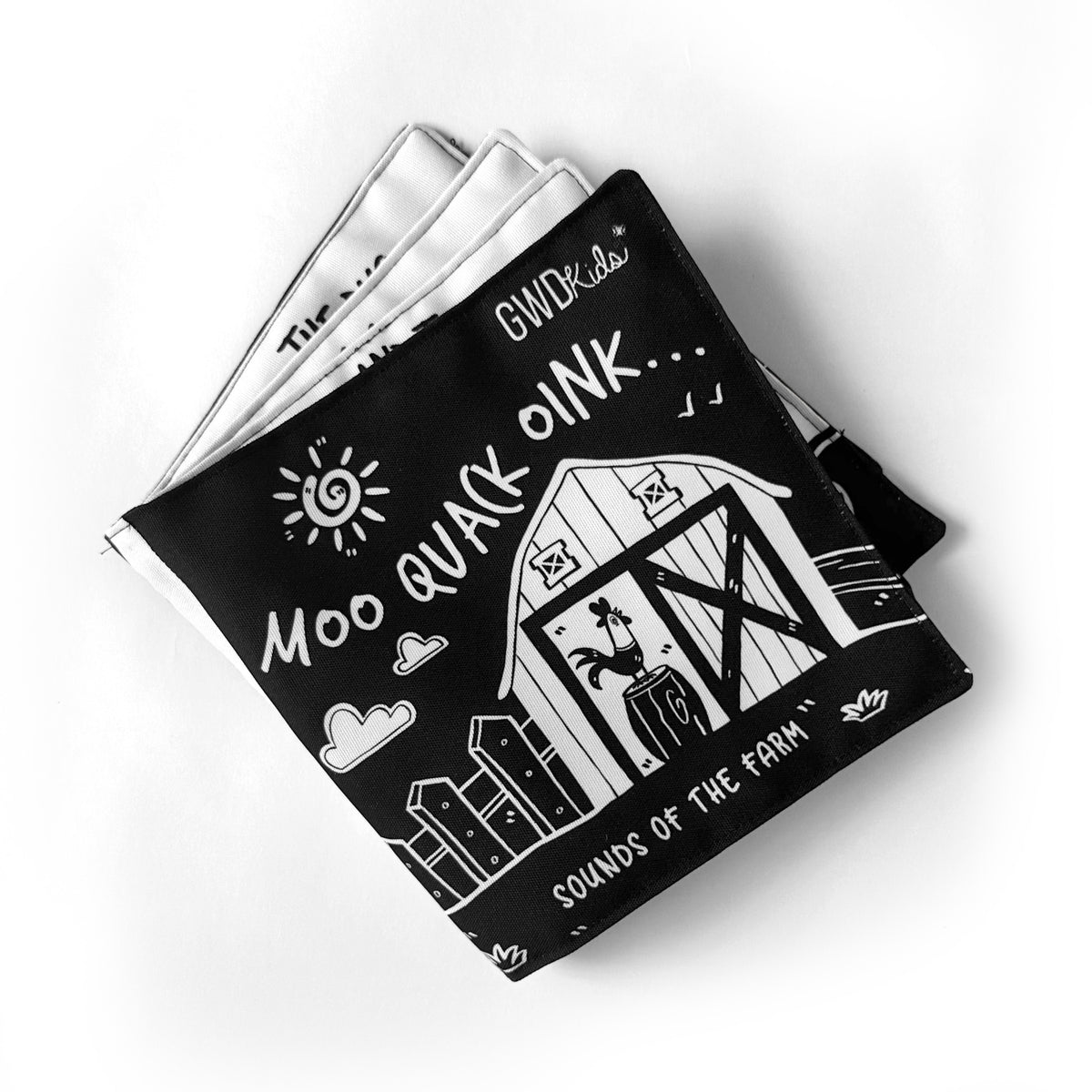 Moo Quack Oink- High Contrast Soft Book – GWD Kids