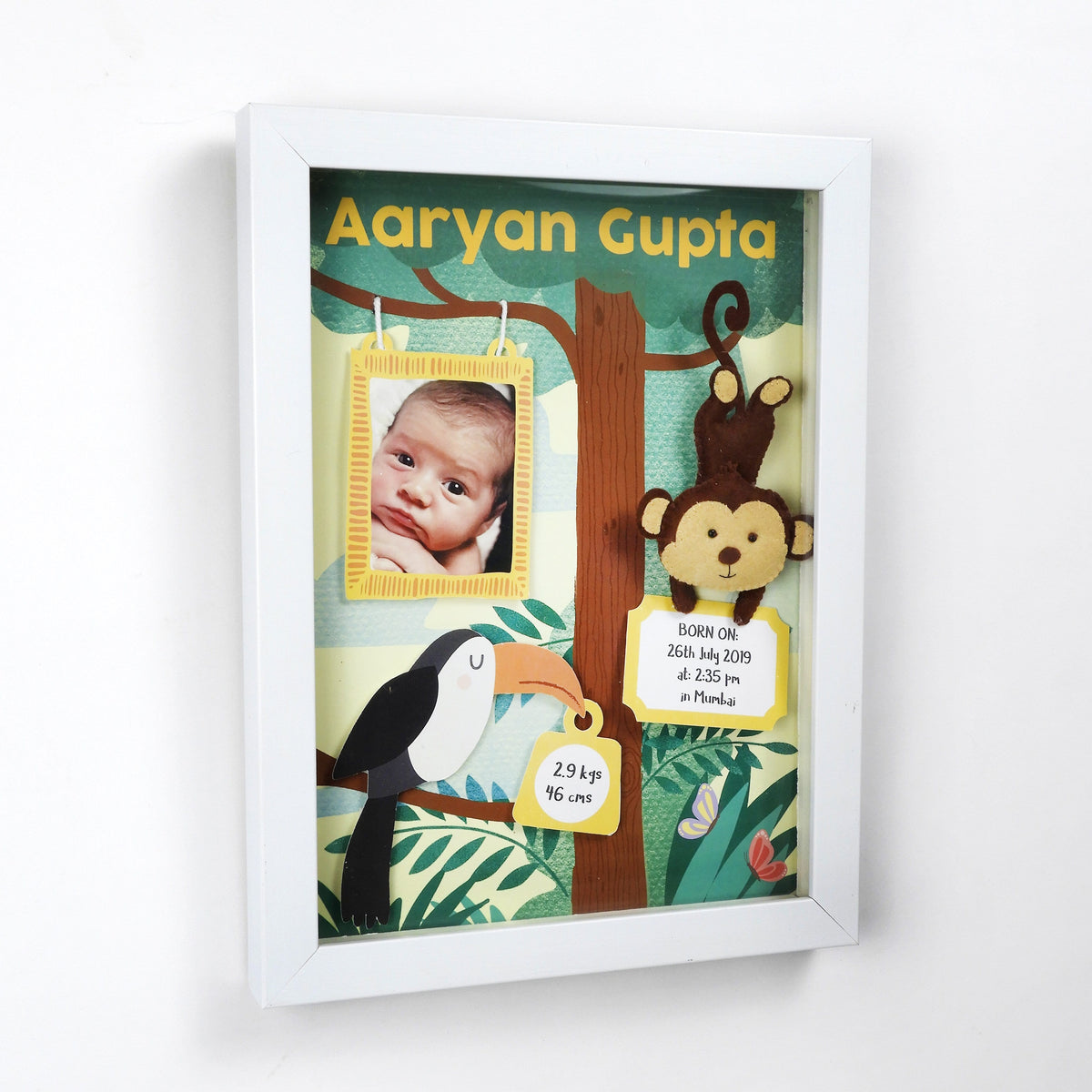 Personalised custom New Born Baby Birth details stats memory frame ...