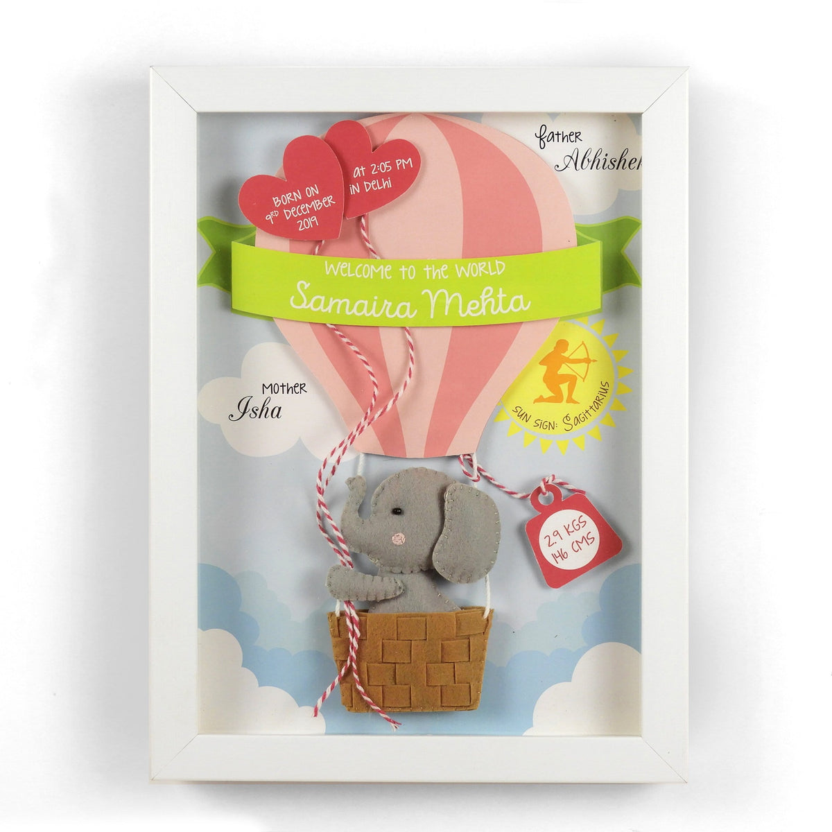 Personalised Baby Birth Memory Frames Baby Birth Details Frame Baby ...