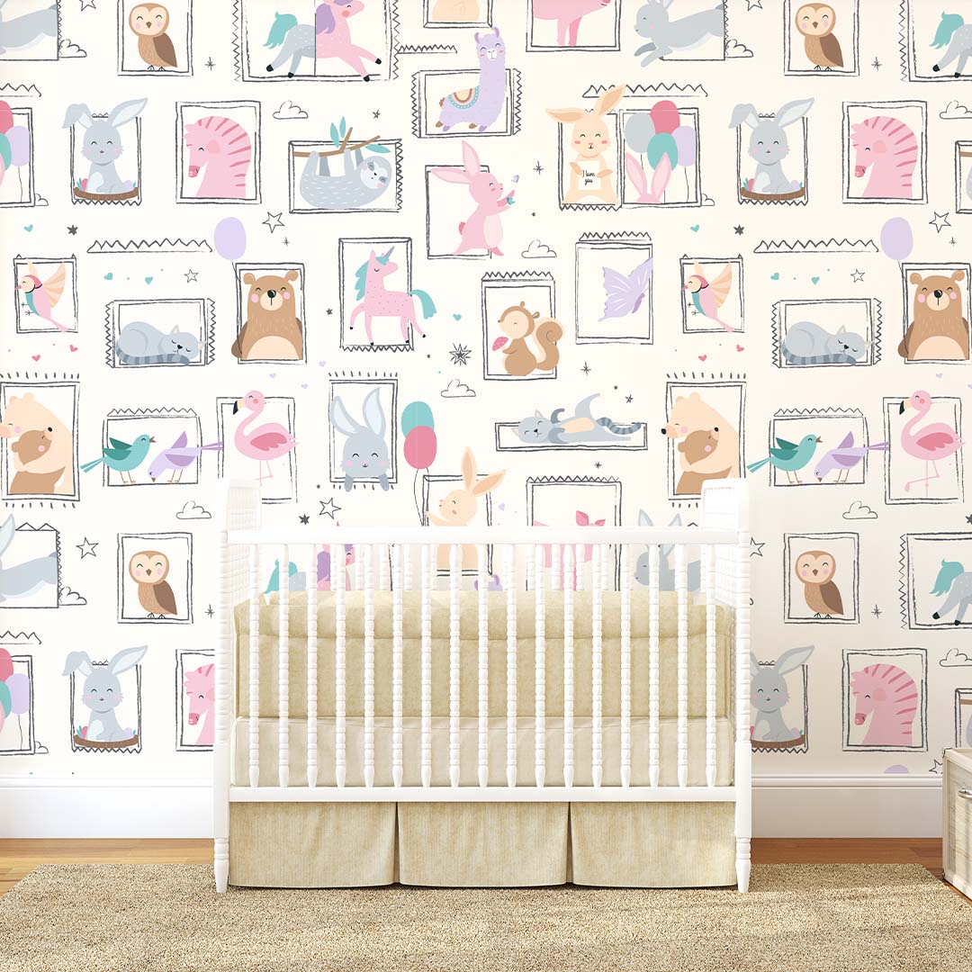 Baby Nursery Illustrated Wallpaper Designs Kids Room Wall Design Ideas ...