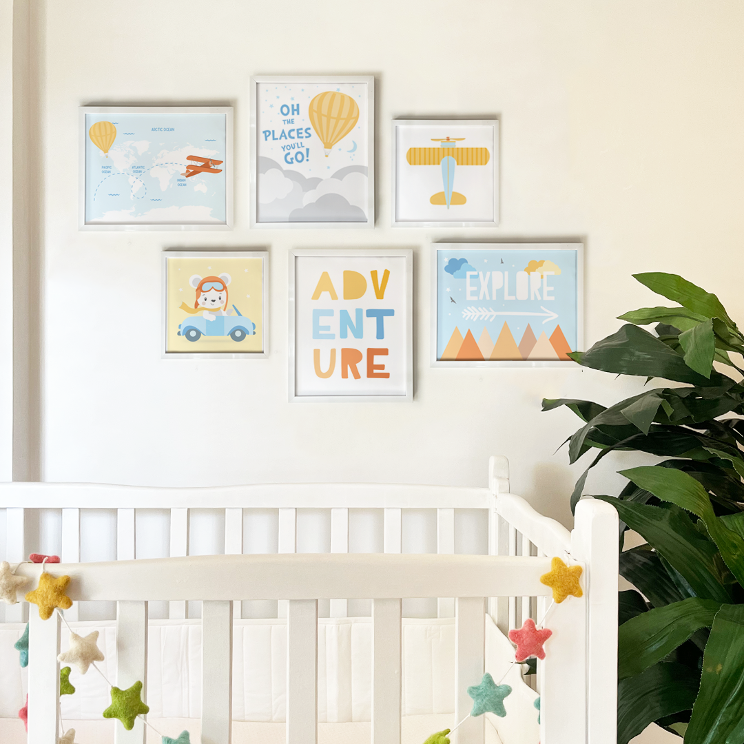 Adventure Theme Gallery Wall Décor Framed Wall Art Nursery Décor Ideas ...