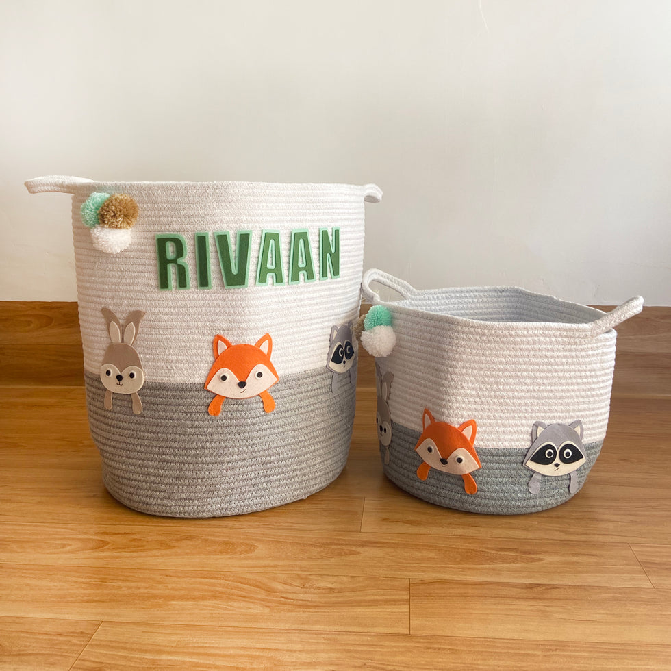 Kids Cotton Rope Personalised Toy Laundry Storage Basket for Babies ...
