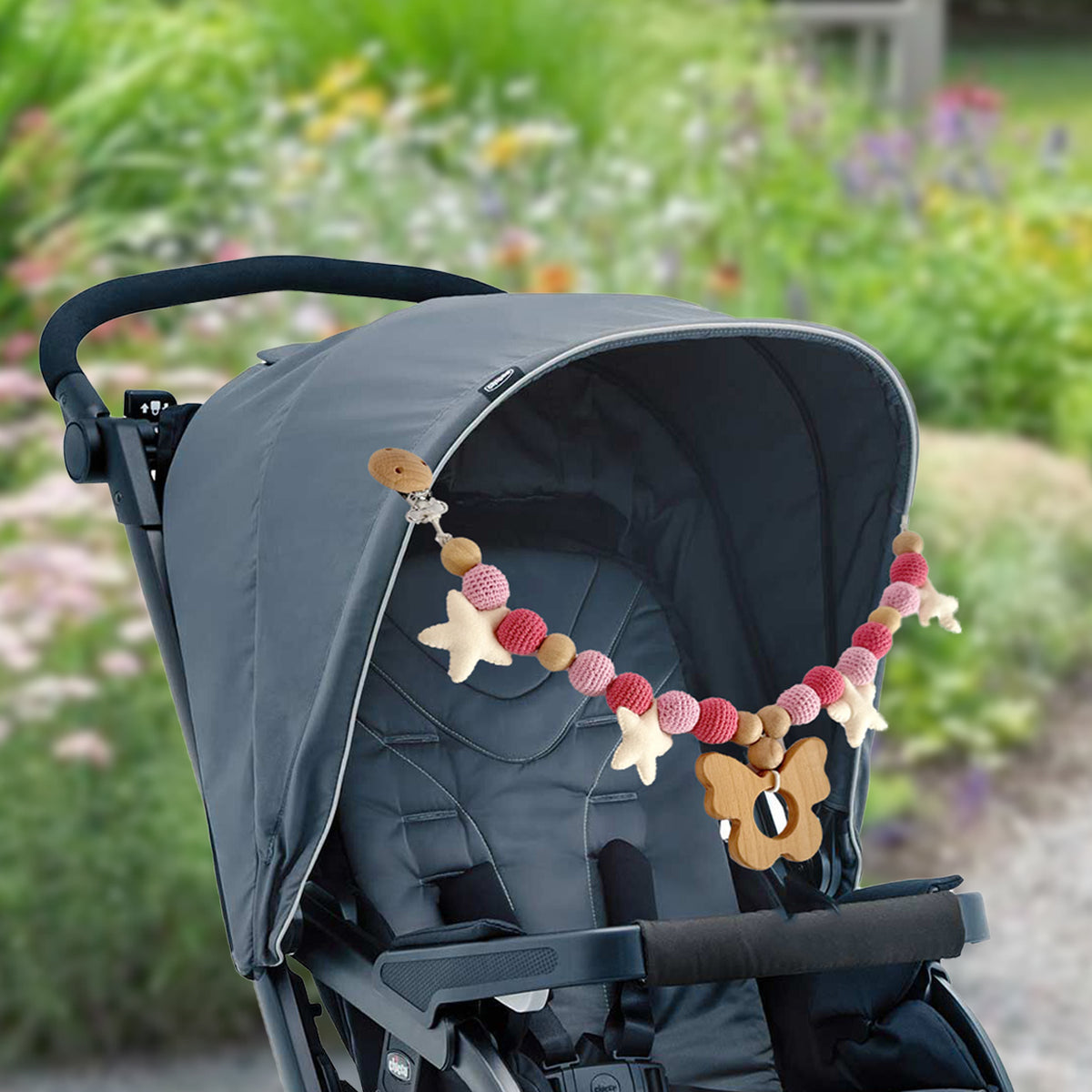 Handmade Baby Stroller Garland Pram Chain Wooden Pram Accessory Baby ...