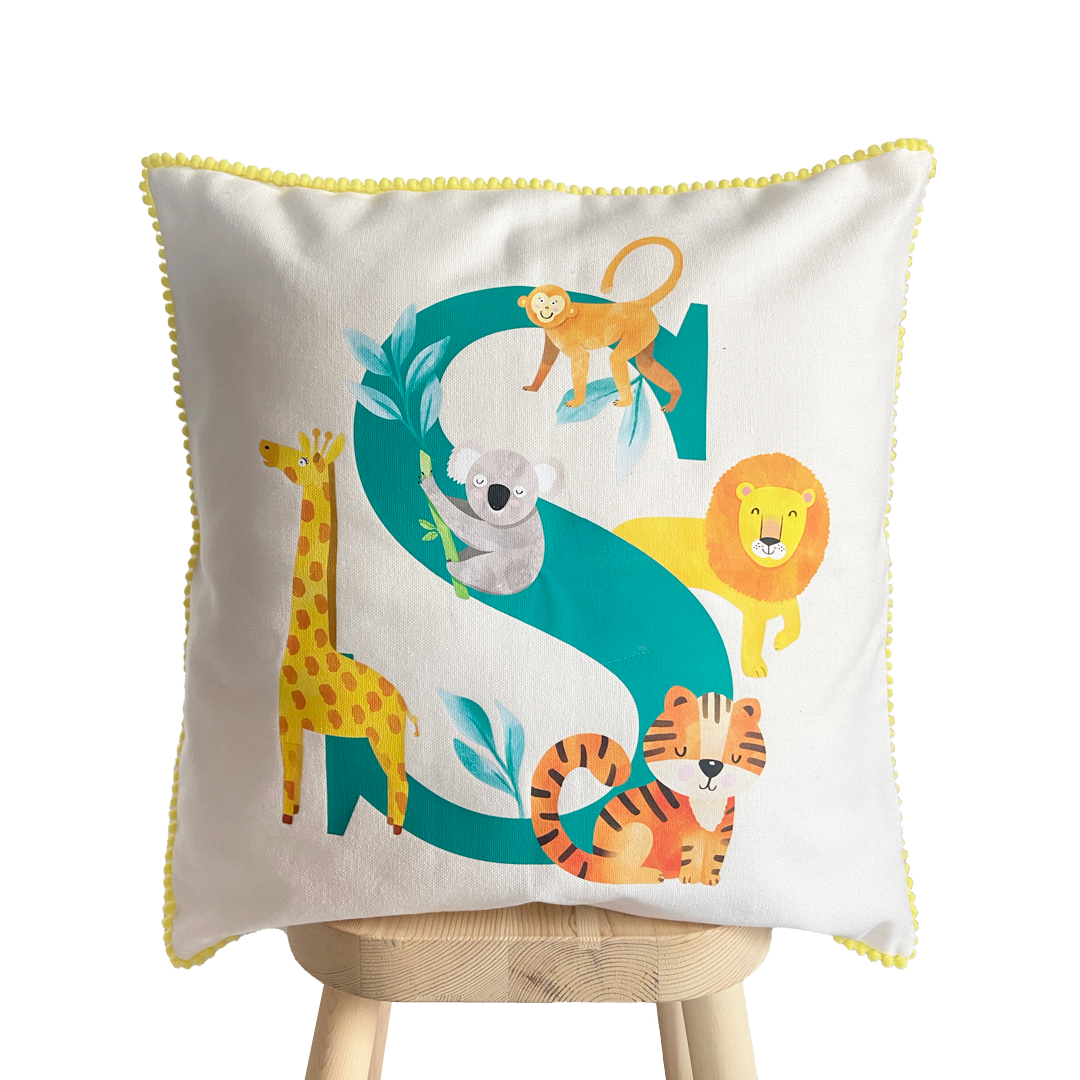 Kids Nursery Decor Printed Cushion Cover Personalised Alphabet Cushion ...