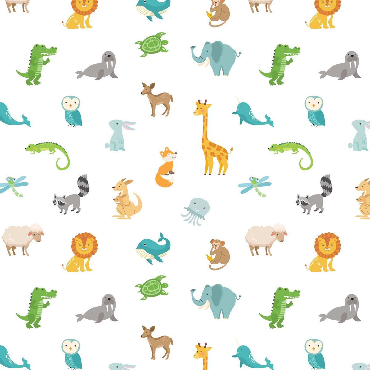 Nursery Décor Neutral Room Multicolour Animals Kids Wallpaper Design ...
