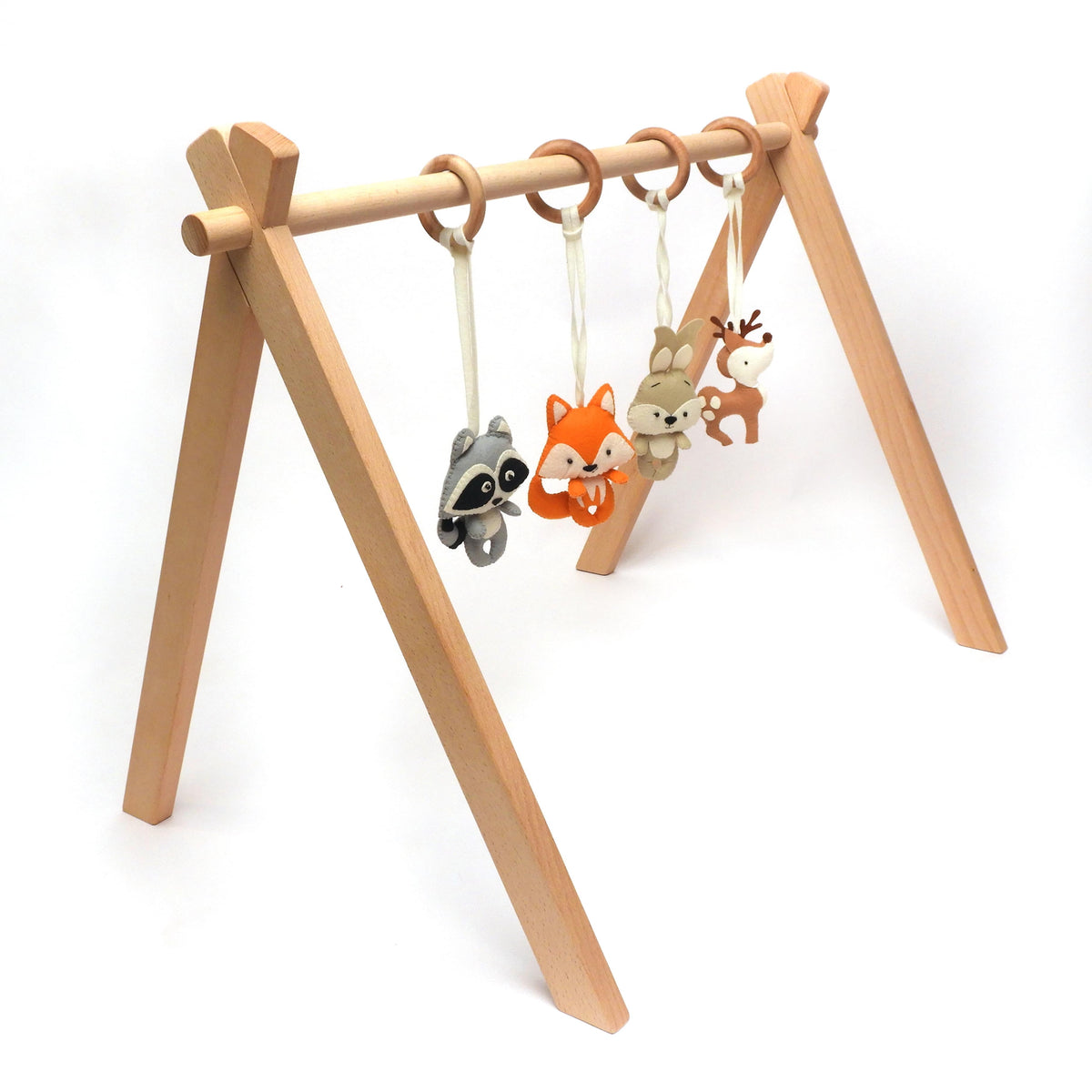 Baby Nursery Wooden Play Gym Foldable Baby Gym with Toys Play Gym Frame ...