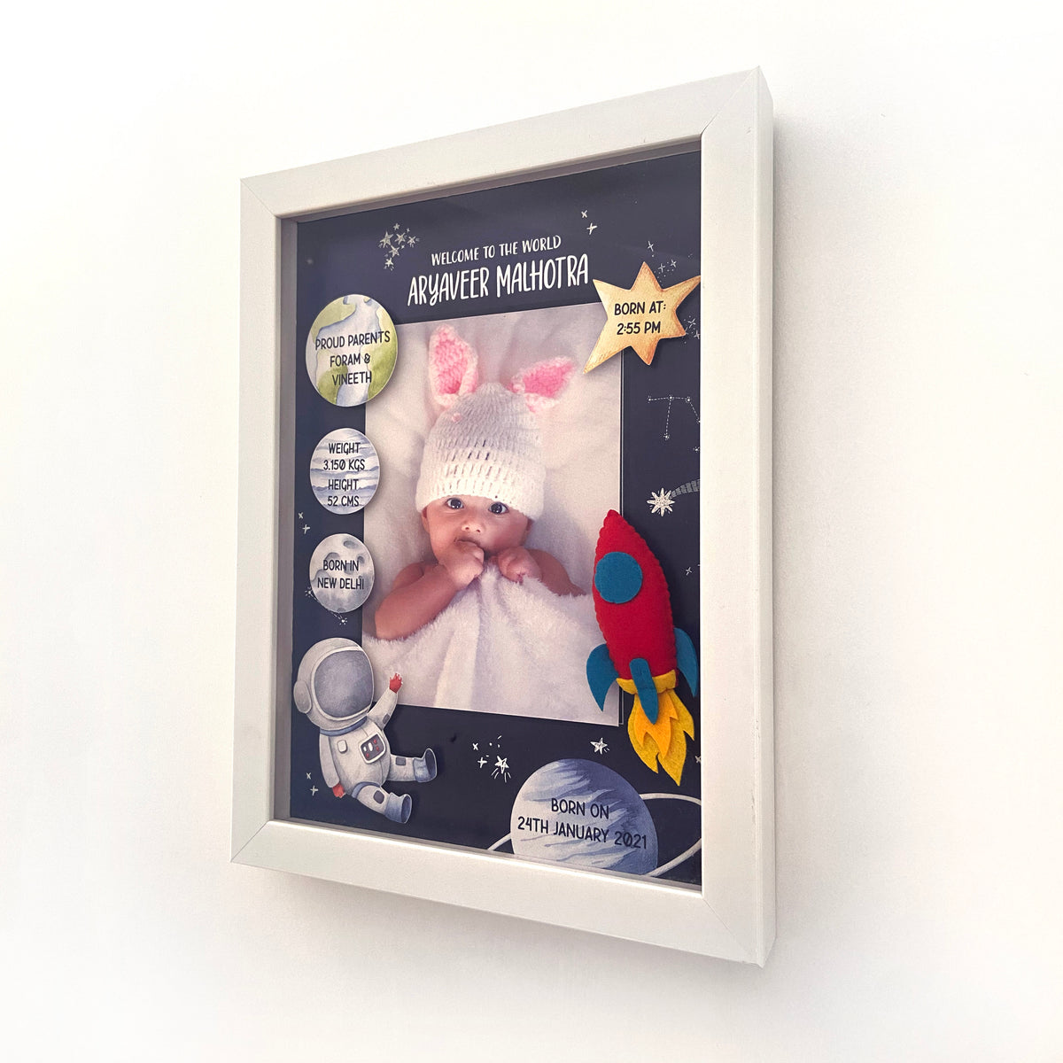 Baby Nursery Birth Statistics Frame Decor Outer Space Theme Baby ...